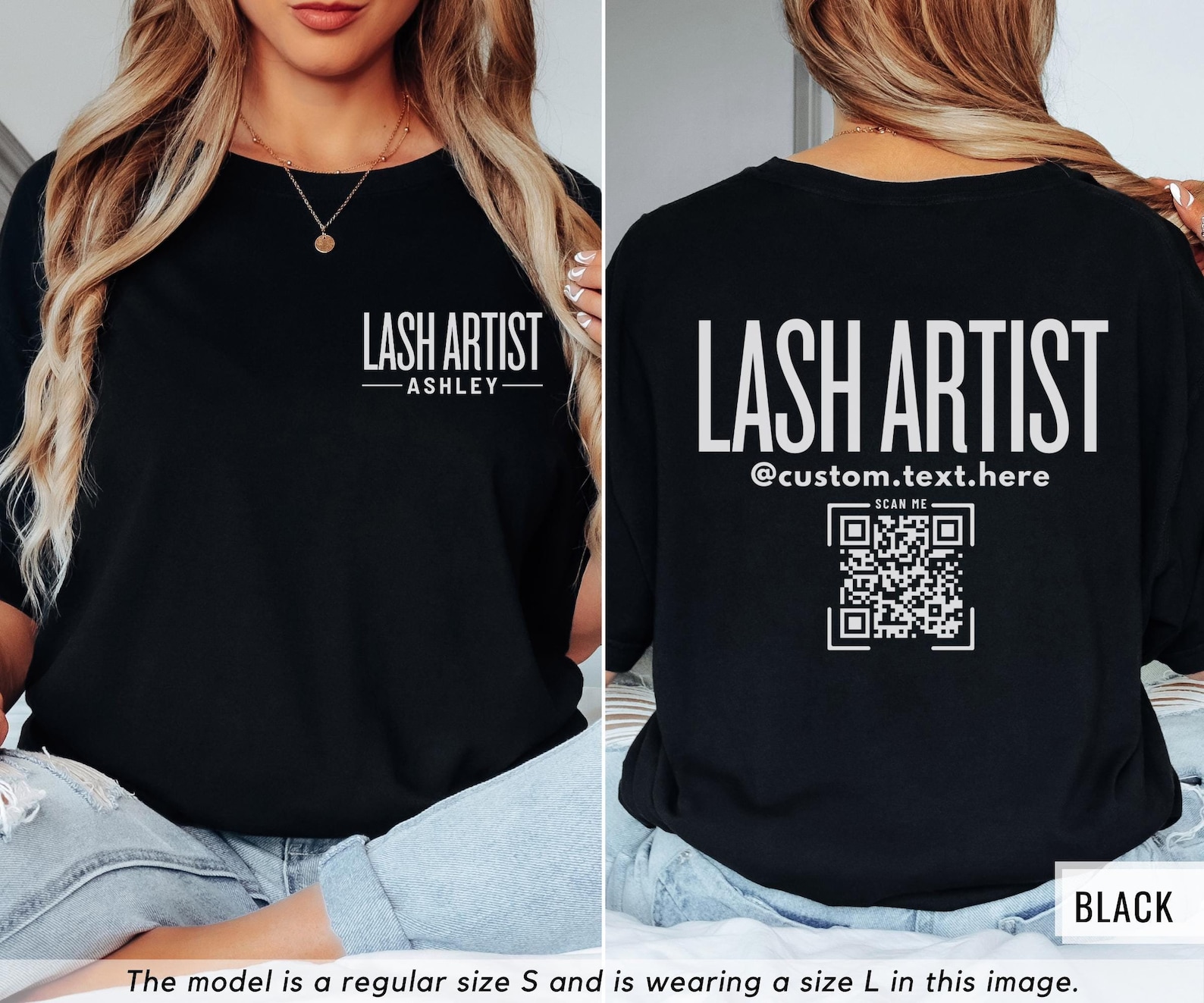 Custom Lash Tech Shirt, QR Code Lash Business Shirt, Instagram Lash ...