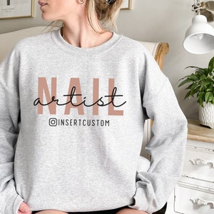 Personalized Nail Tech Sweatshirt, Custom Nail Artist Sweater, Custom ...