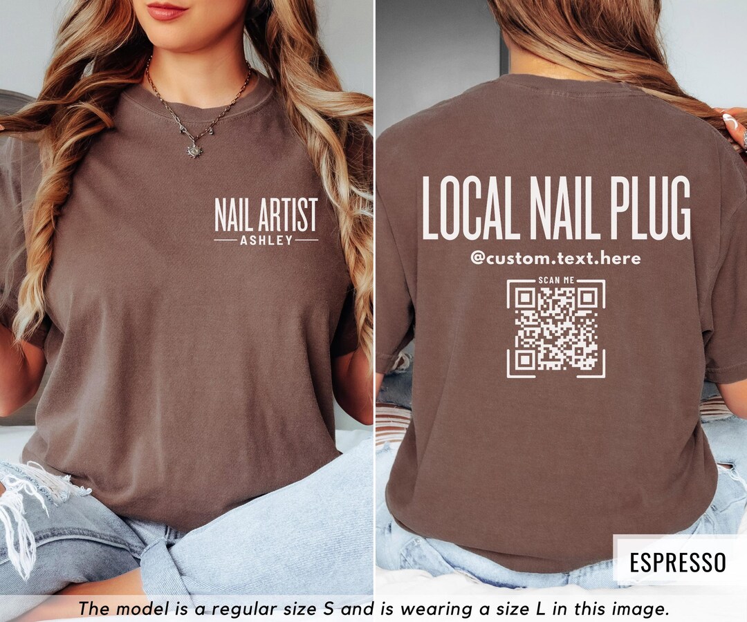 Custom Nail Tech Shirt, QR Code Nail Tech Business, Instagram Nail Tech ...