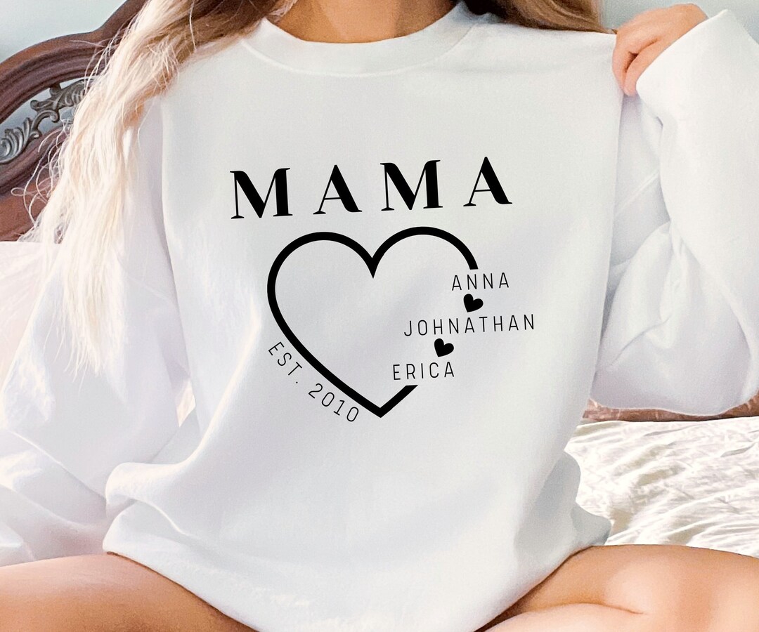 Custom Mom Sweater With Kids Names, Mama Personalized Year Sweatshirt ...