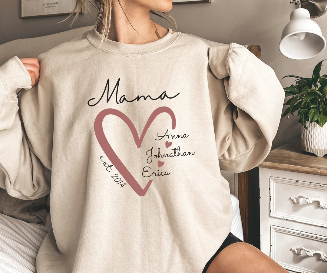 Mama Personalized Sweatshirt With Kids Names, Custom Names Mom ...