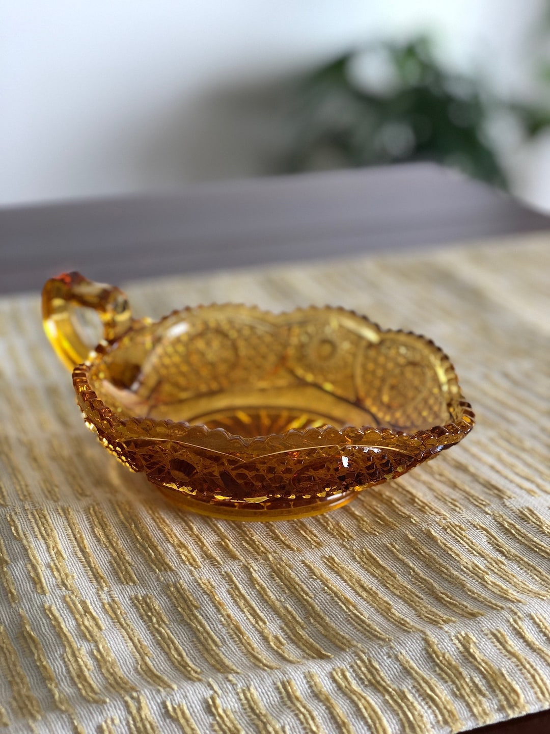 Vintage Fostoria Amber Candy Dish - Etsy