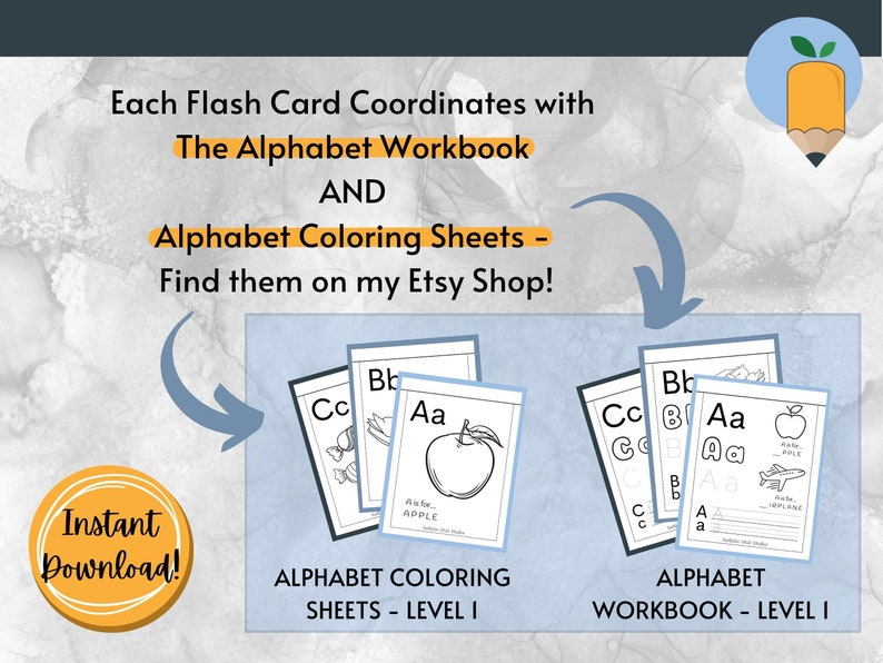 Alphabet Flash Cards Digital Download Printable for Preschool Toddler ...