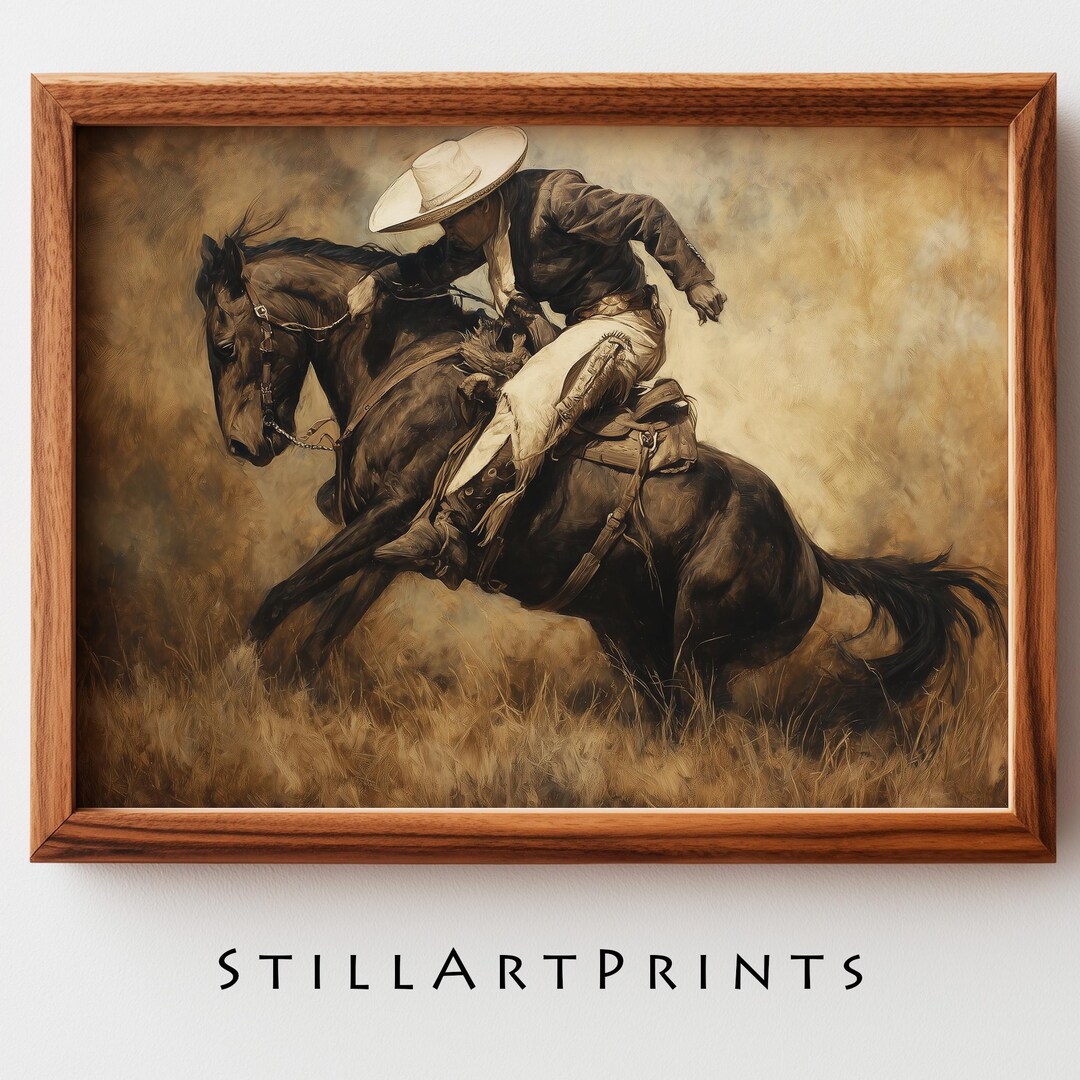 Dynamic Mexican Charro Painting - Rustic Vintage Style, Dramatic ...