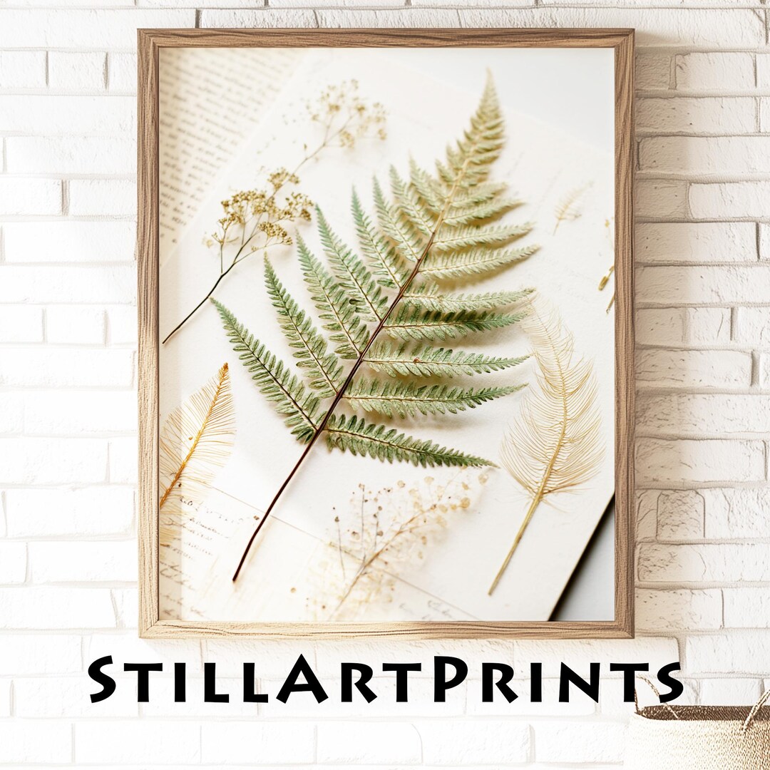 Pressed Fern Botanical Print - Cottagecore Herbarium Art, Vintage ...