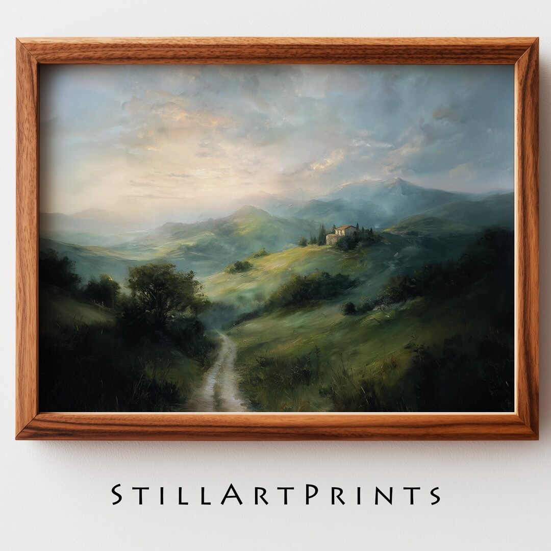 Vintage Cottagecore Morning Landscape - Serene Pastoral Scene, Misty ...