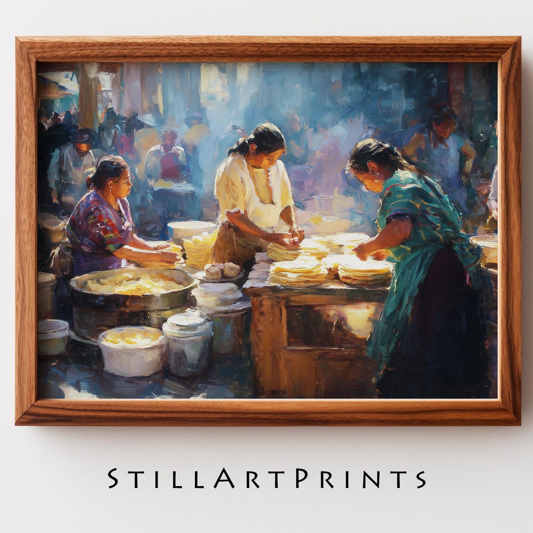 Vibrant Mexican Market Scene Printable - Traditional Indigenous Women ...