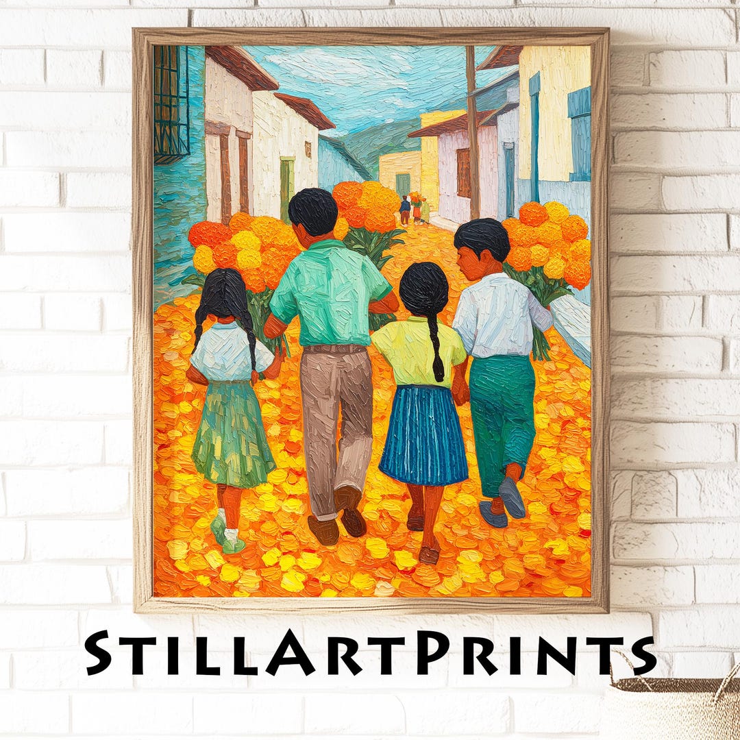 Rustic Mexican Street Scene - Festive Fall Wall Art, Folk Art With ...