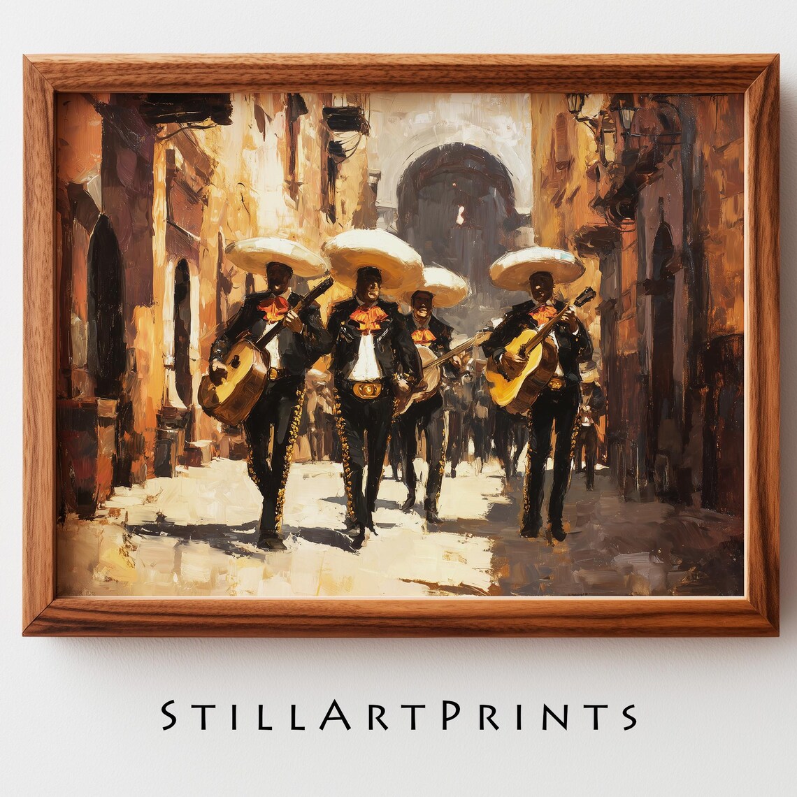 Vintage Mariachi Band Printable Wall Art - Festive Cultural Painting ...