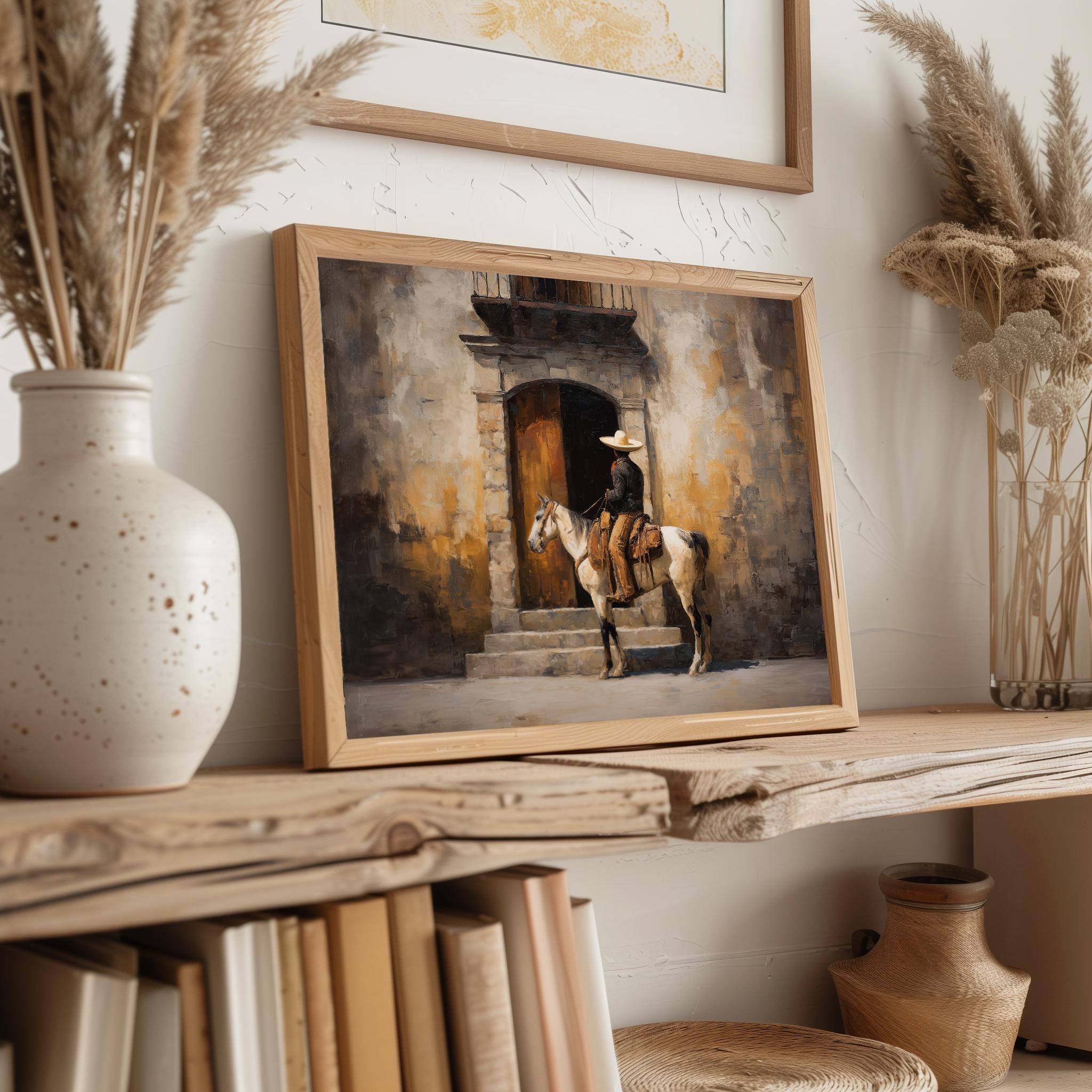 Rustic Vintage Mexican Charro Painting - Traditional Southwestern ...
