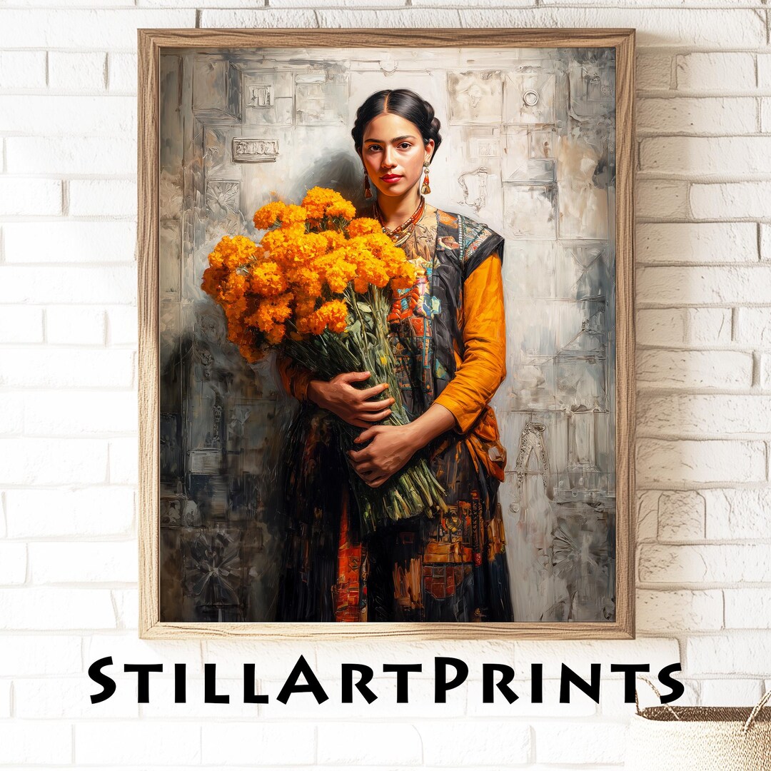 Vintage Flower Vendor Portrait - Moody Earthy Painting, Realistic ...