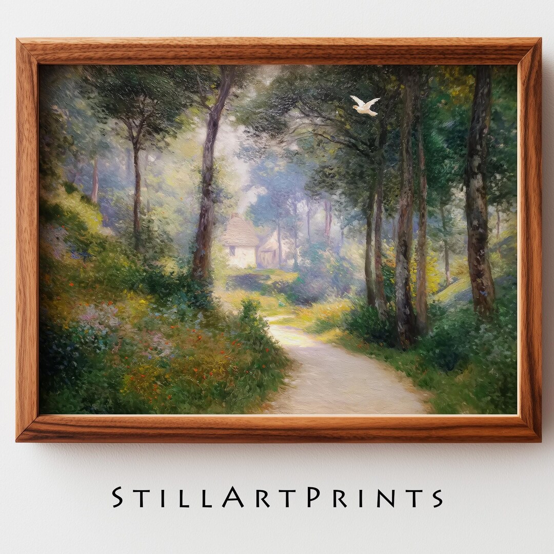 Cottagecore Forest Path Printable Art - Tranquil Pastoral Landscape ...