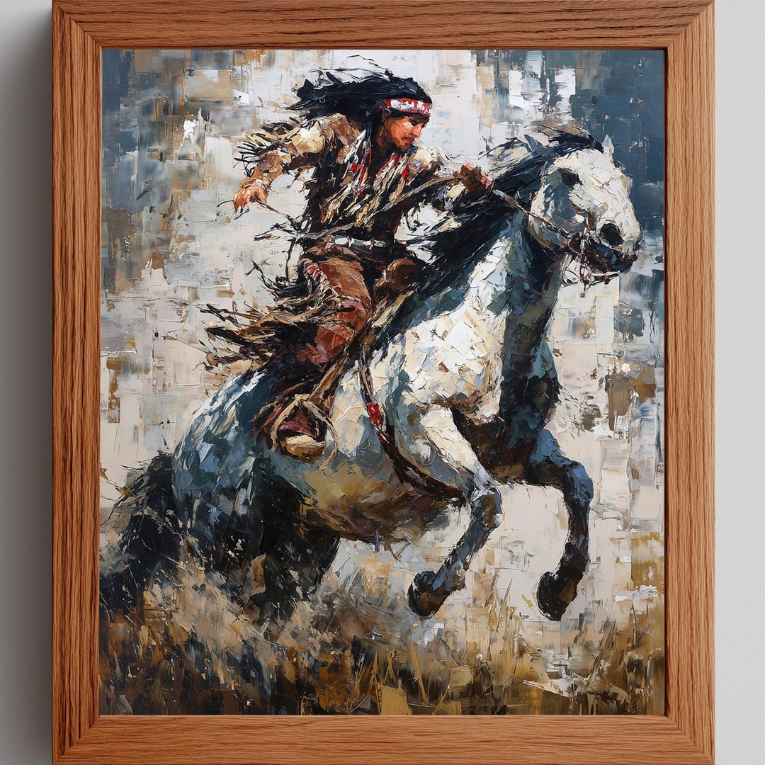 Rustic Western Printable - Native American Horse Tamer Painting ...