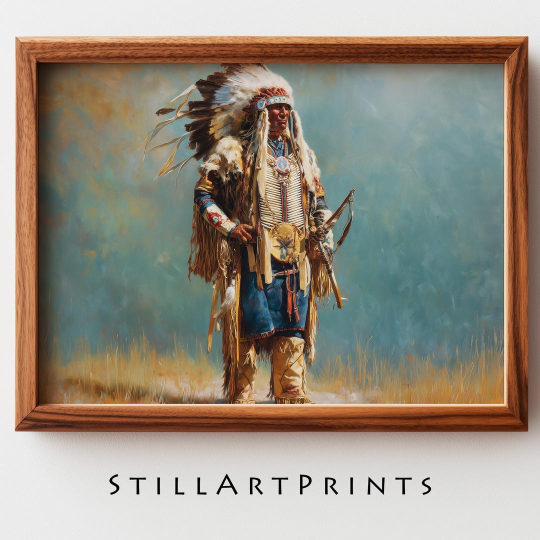 Vintage Native American Warrior Printable - Historic Figure Art ...