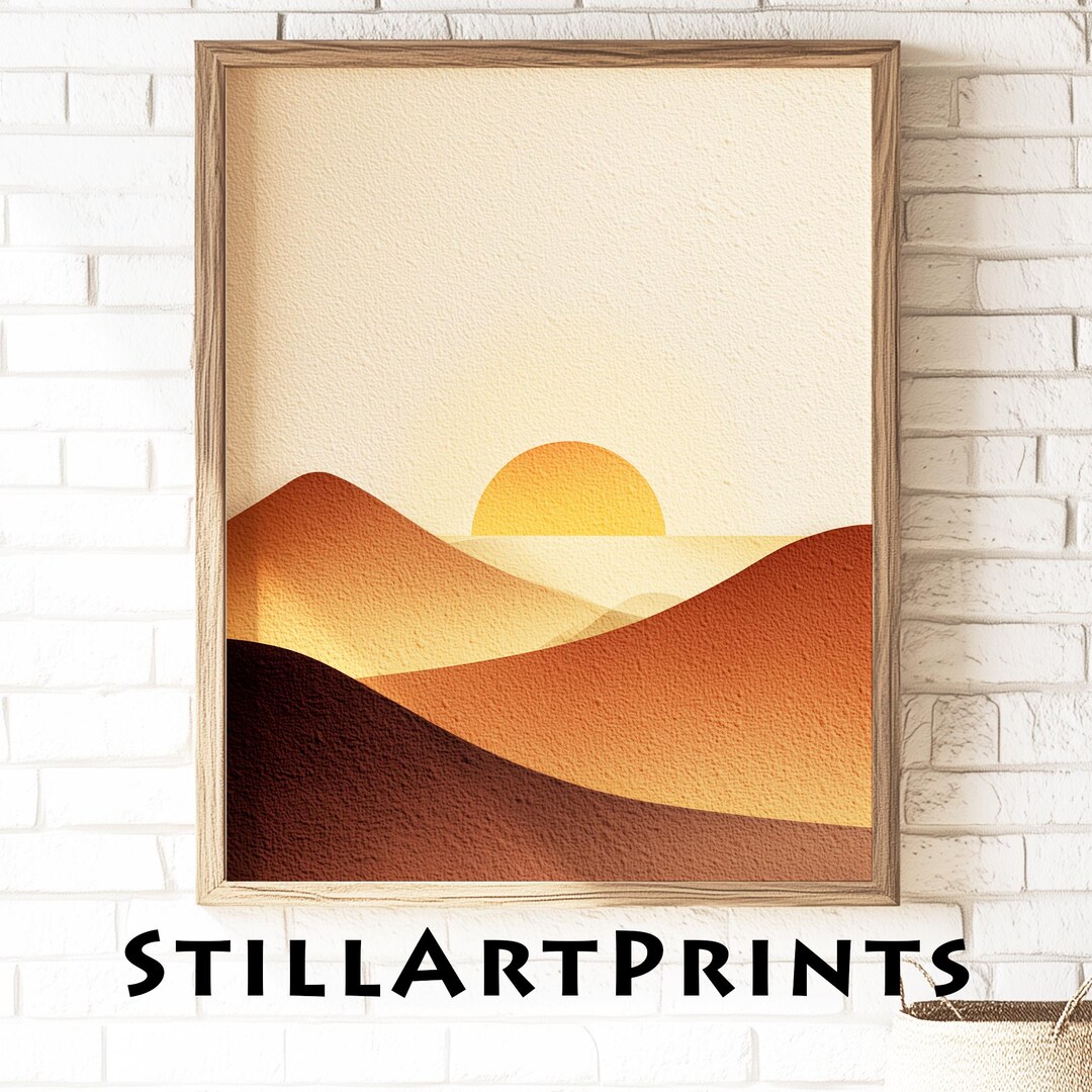 Mid-century Modern Printable Warm Horizon Art - Earthy Dunes and ...