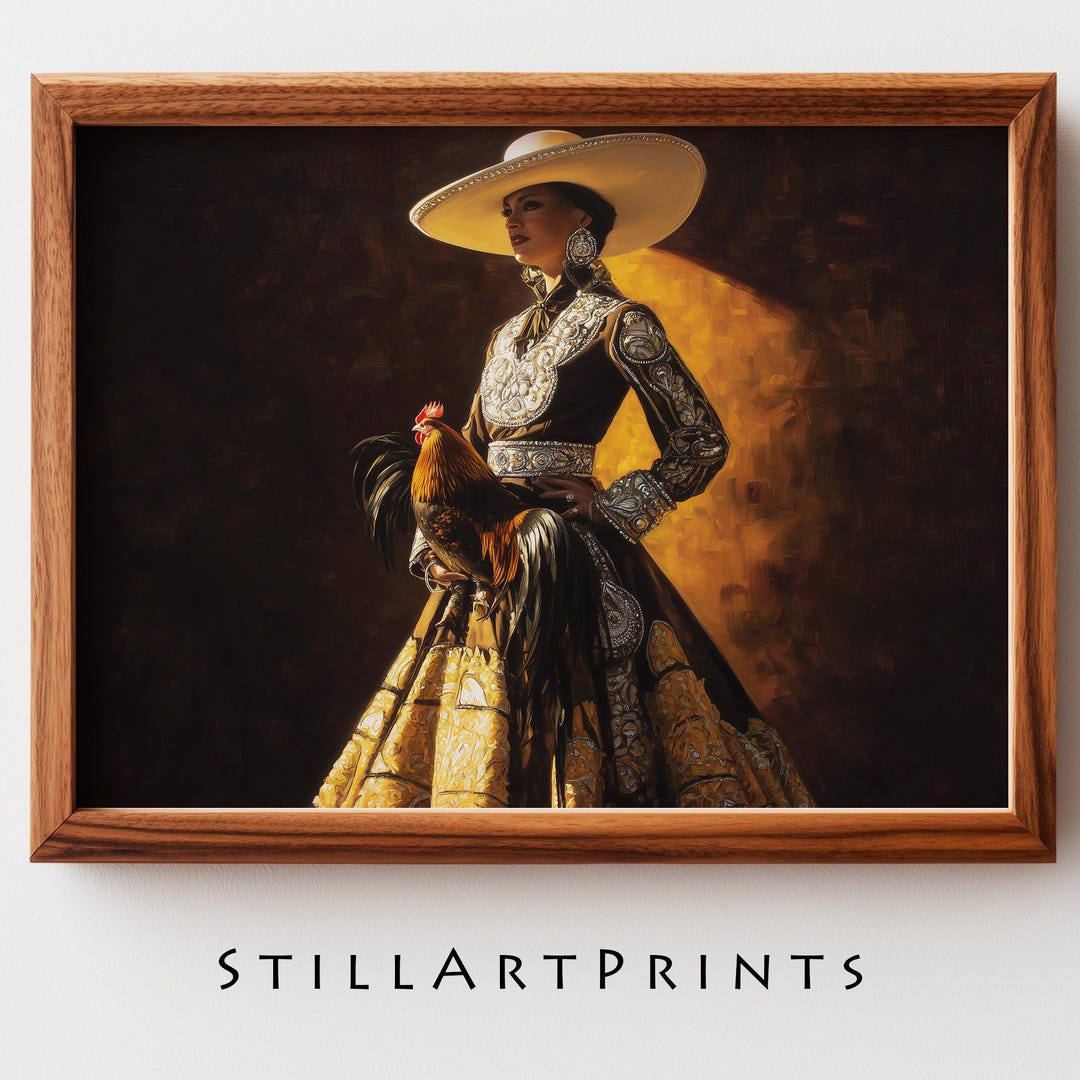 Moody Mariachi Charra Portrait - Vintage Female in Traditional Charra ...