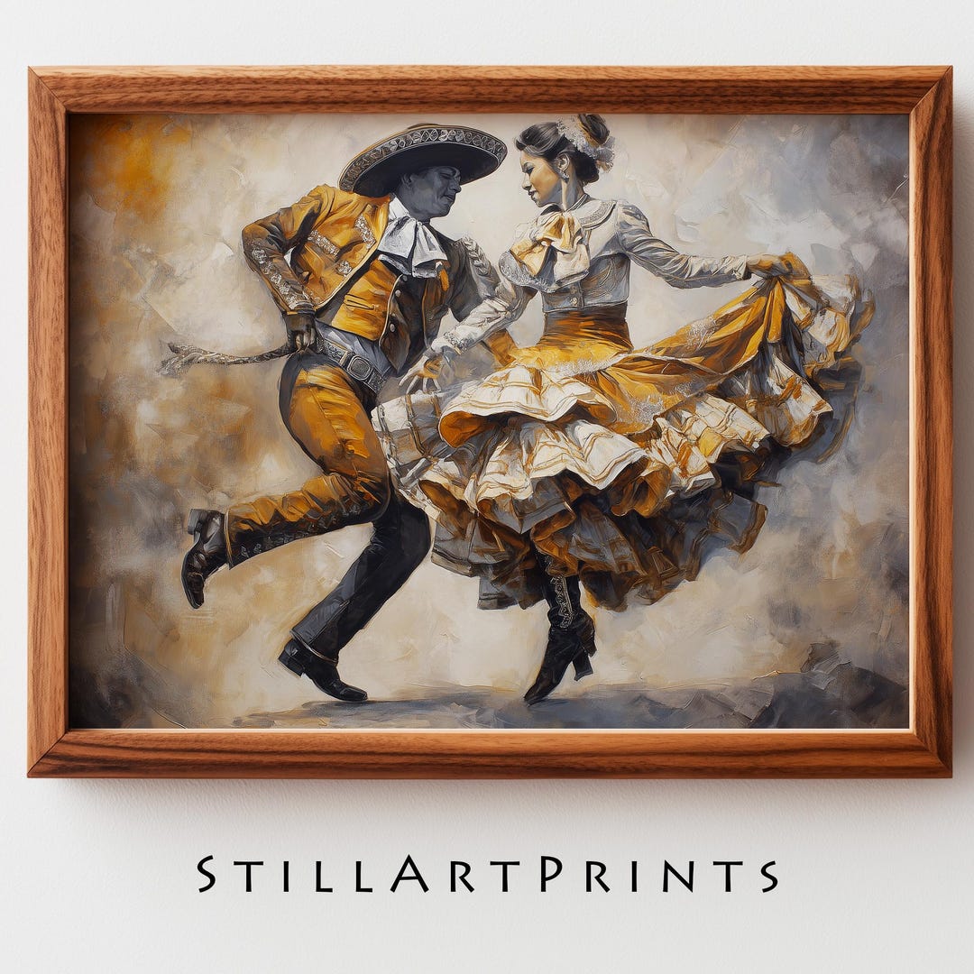 Festive Mexican Dance Painting - Rustic Vintage Mariachi Wall Art ...