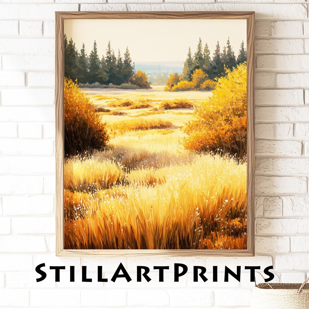 Rustic Cottagecore Autumn Field - Sunlit Fall Meadow With Golden ...