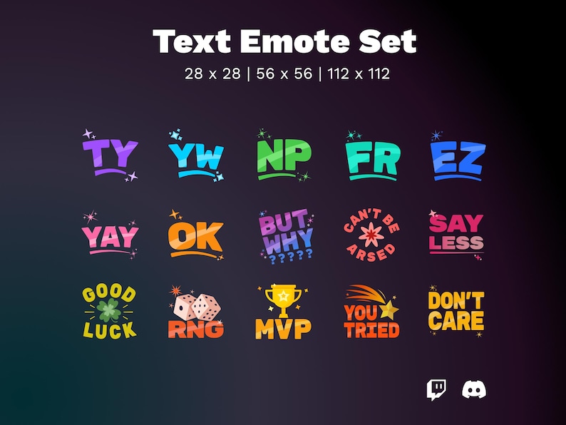 Shiny Static Text Emote Set | Emojis for Discord and Twitch - Etsy