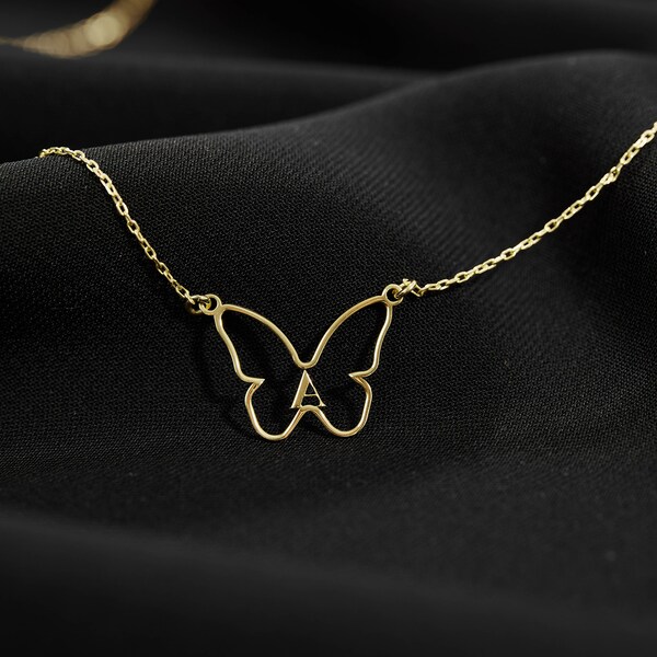 Butterfly Initial Necklace - Etsy