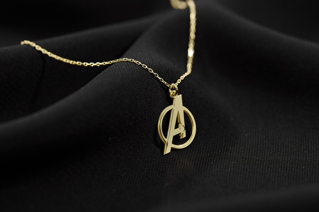 Dainty 14K Avengers Necklace Solid Gold Endgame Symbol Pendant Necklace ...