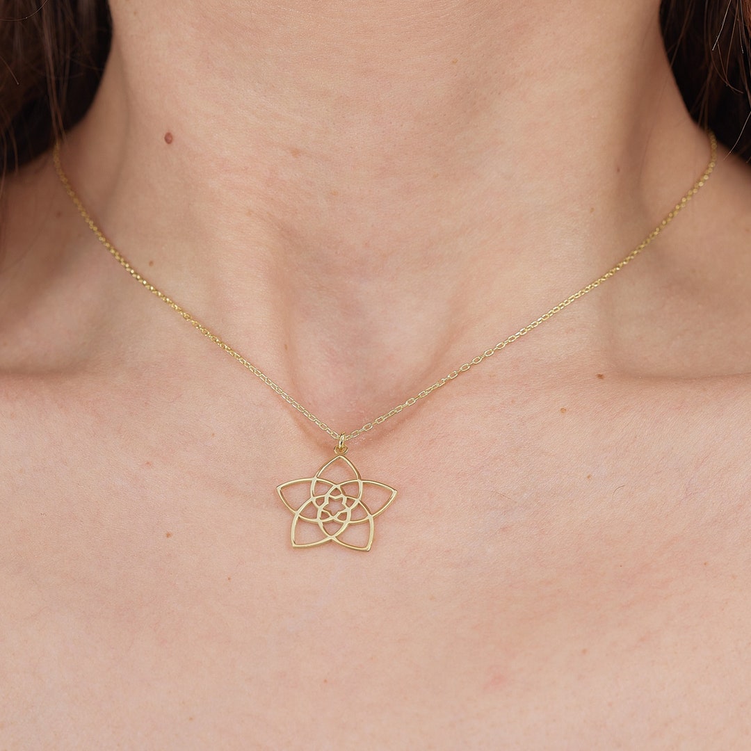 Flower of the Venus Necklace 14K Gold Venus Flower Necklace 18K Solid ...