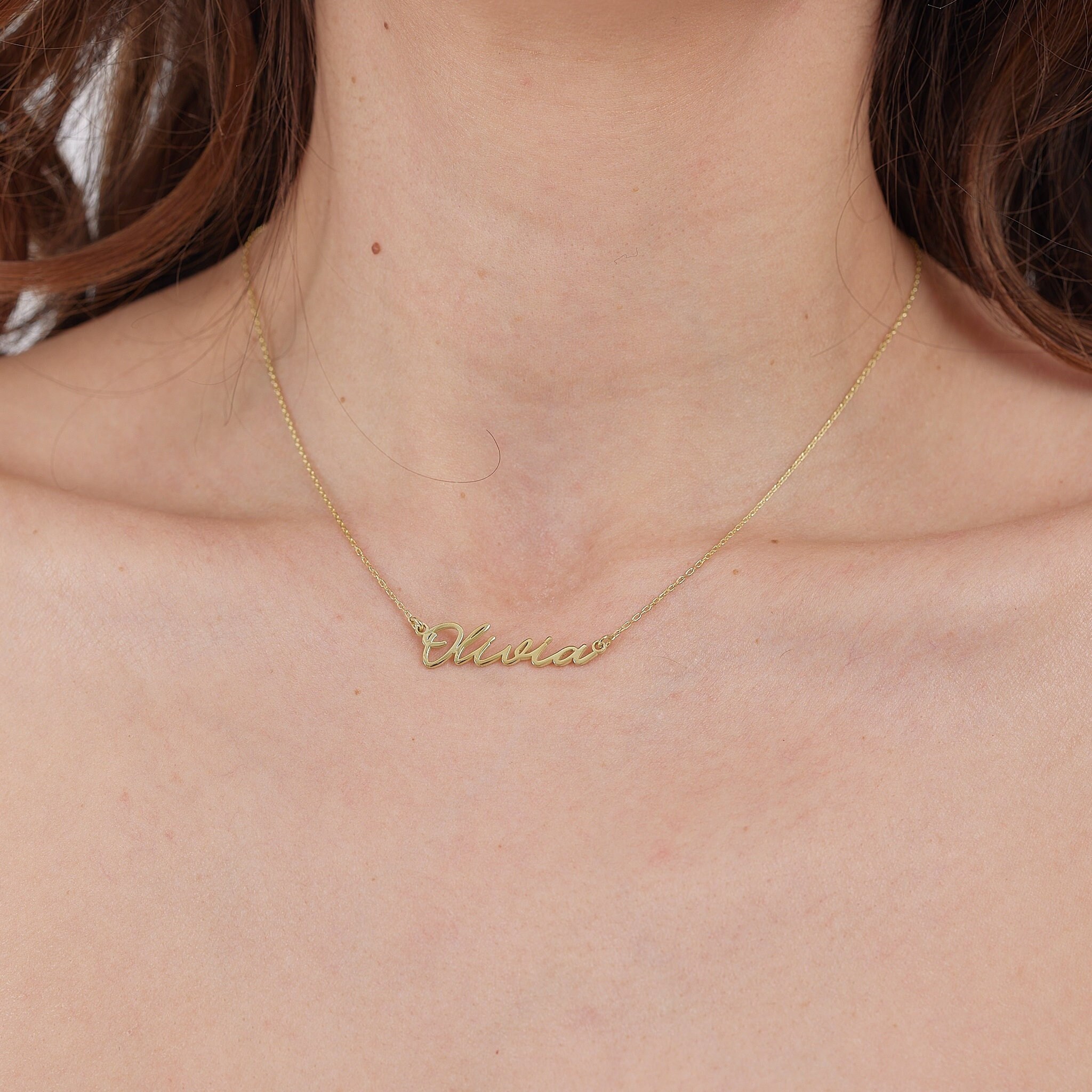 Personalized Real Gold Name Necklace Custom 8k 14k 18k Solid Name