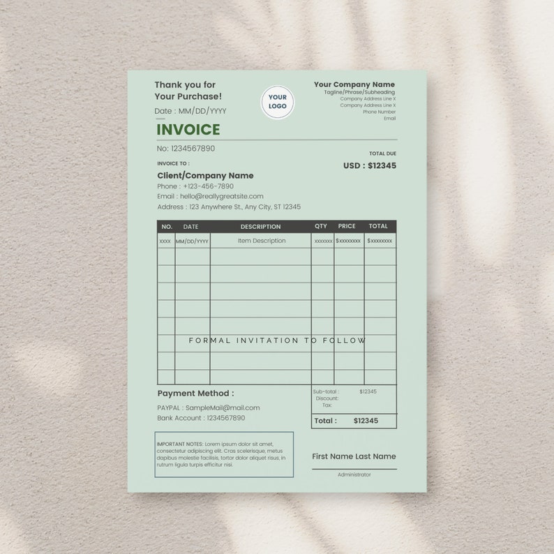 Invoice Template Invoice Template Canva Business Invoice - Etsy
