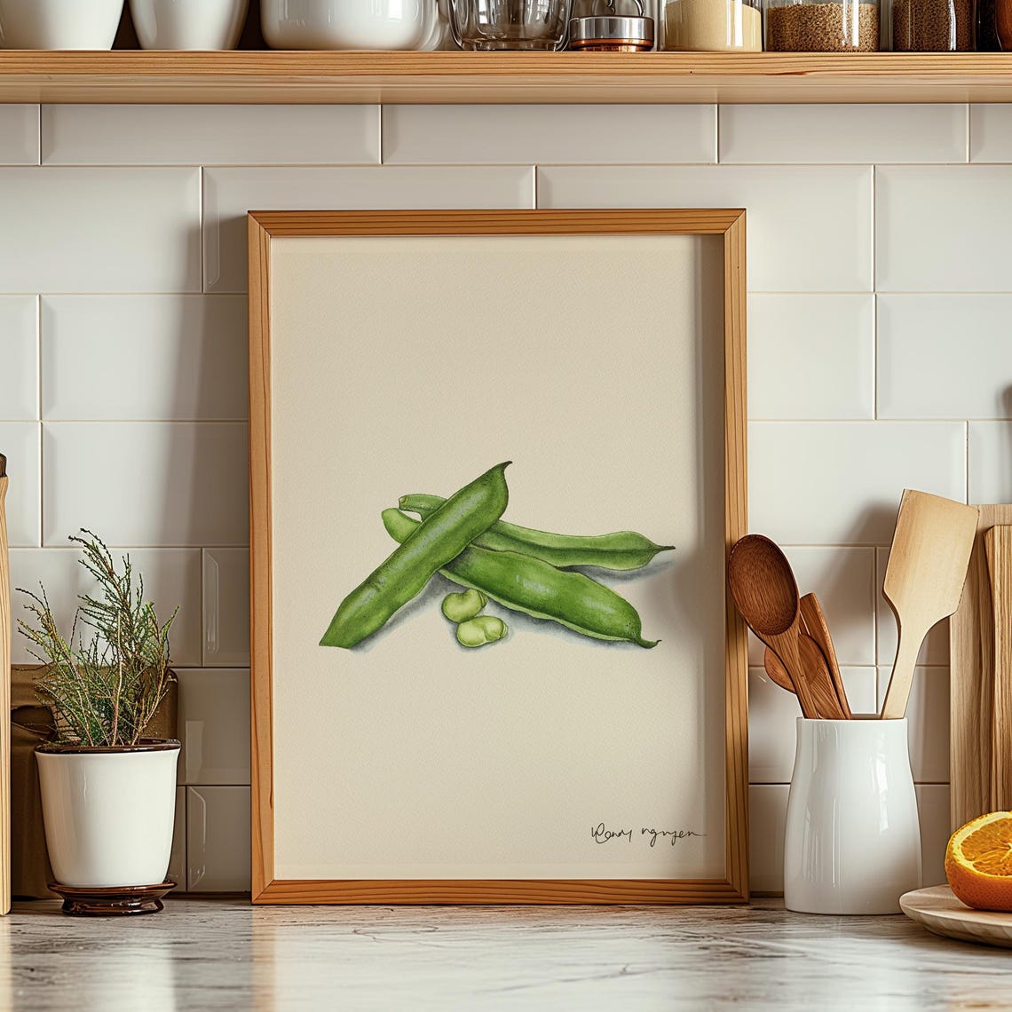 Beans Wall Art Print Light Beige Background – Botanical Kitchen Decor ...