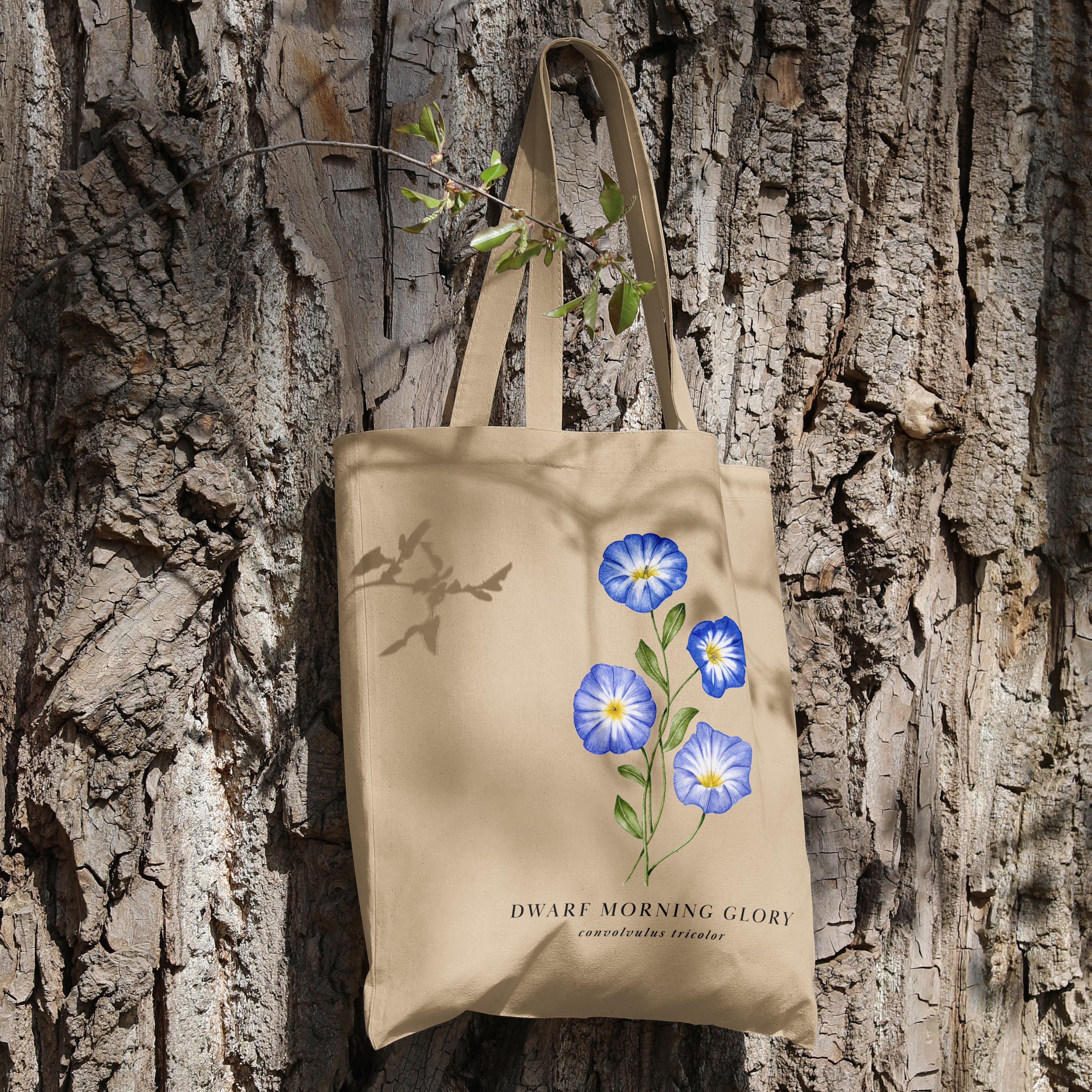 Dwarf Morning Glory Eco Tote Bag | Organic Cotton Reusable Bag | Nature ...