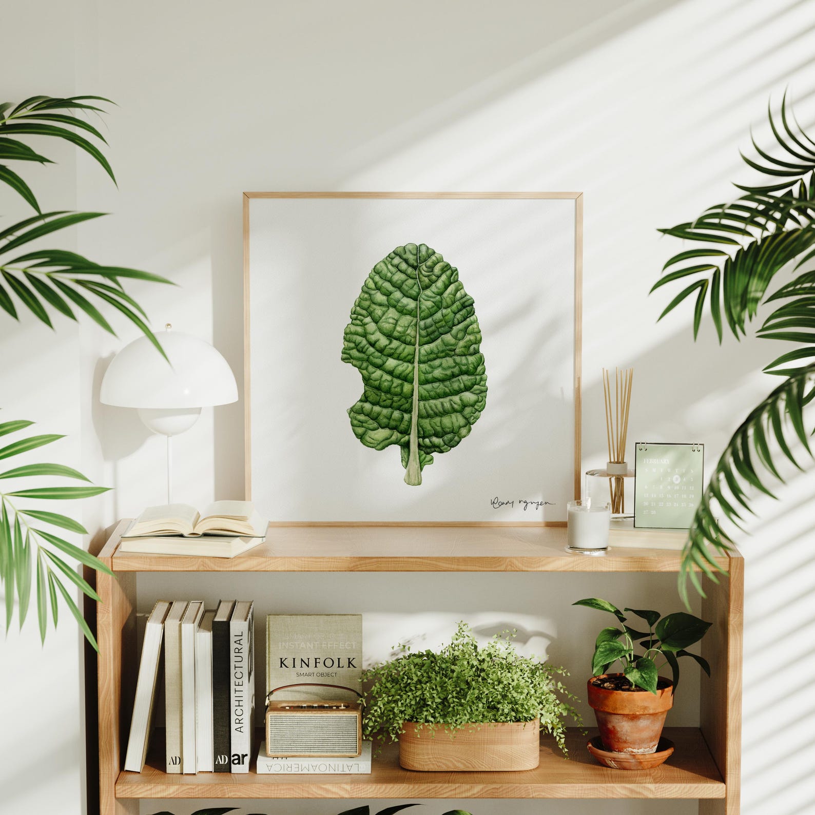Primrose Leaf Wall Art Print White Background – Botanical Kitchen Decor ...