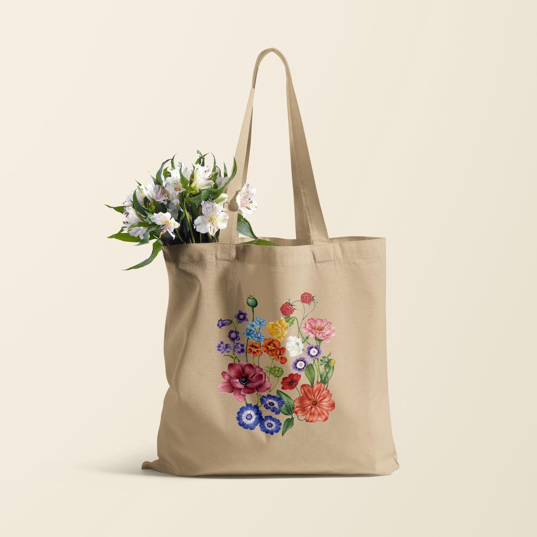 Flower Medley Eco Tote Bag | Organic Cotton Reusable Bag | Nature ...