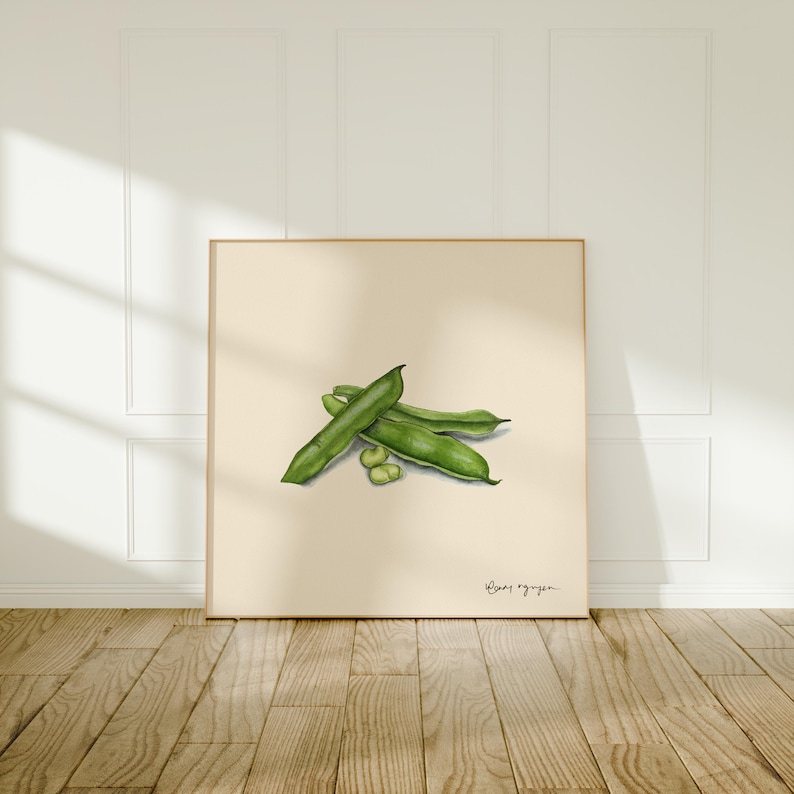 Beans Wall Art Print Light Beige Background – Botanical Kitchen Decor ...