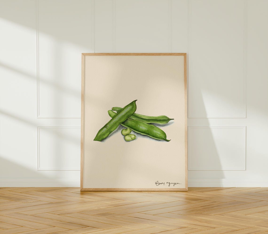 Beans Wall Art Print Light Beige Background – Botanical Kitchen Decor ...