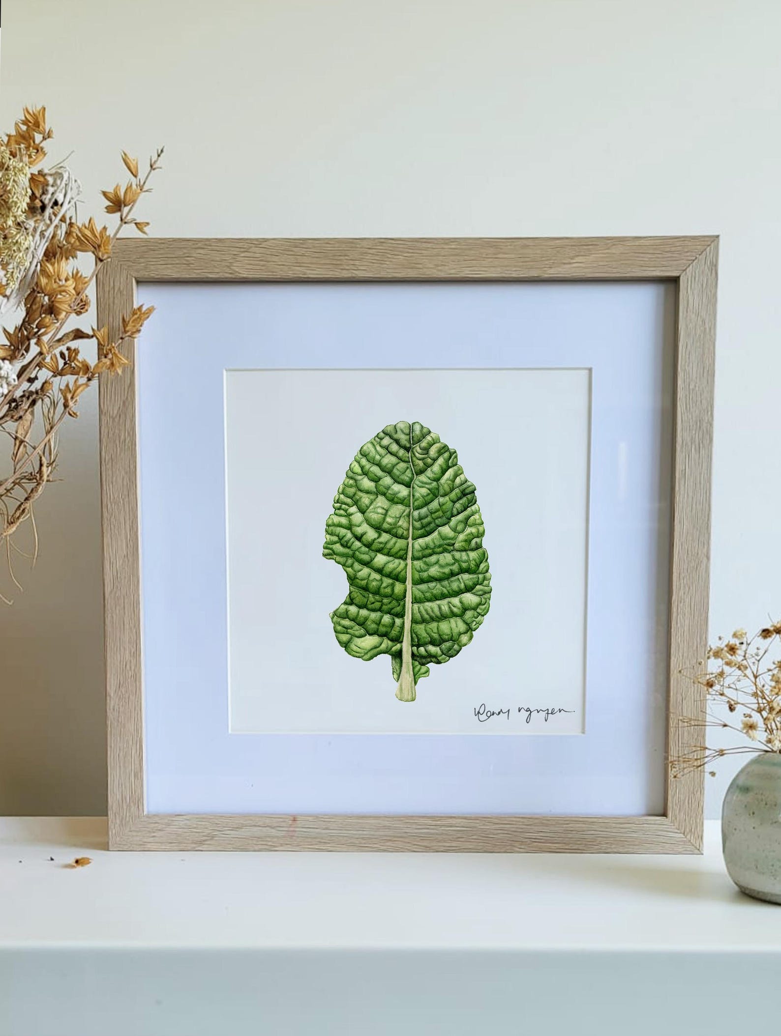 Primrose Leaf Wall Art Print White Background – Botanical Kitchen Decor ...