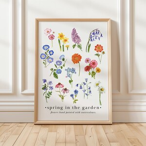 Spring in the Garden – Watercolor Wildflower Art Print White Background ...