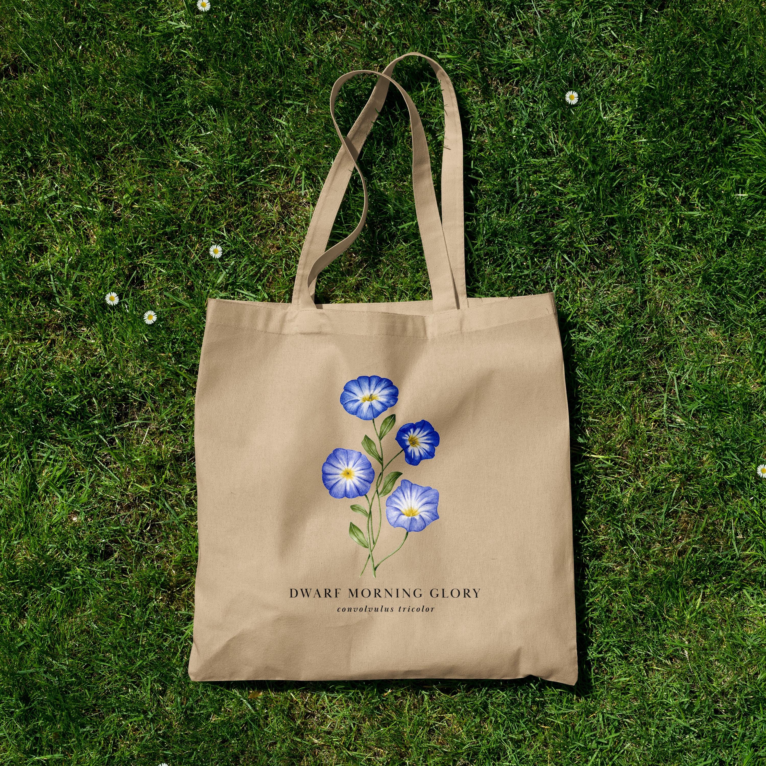 Dwarf Morning Glory Eco Tote Bag | Organic Cotton Reusable Bag | Nature ...