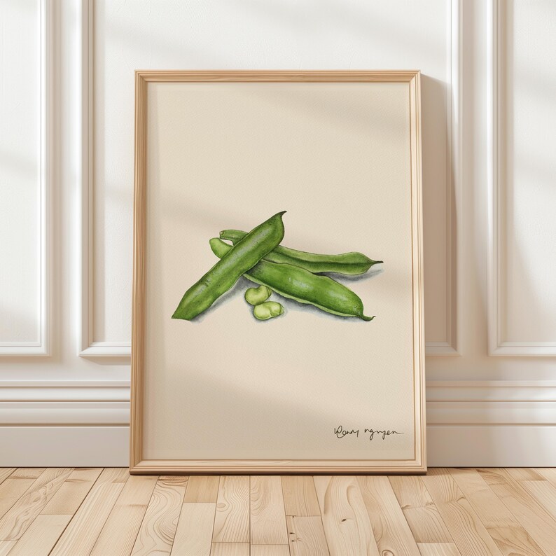 Beans Wall Art Print Light Beige Background – Botanical Kitchen Decor ...