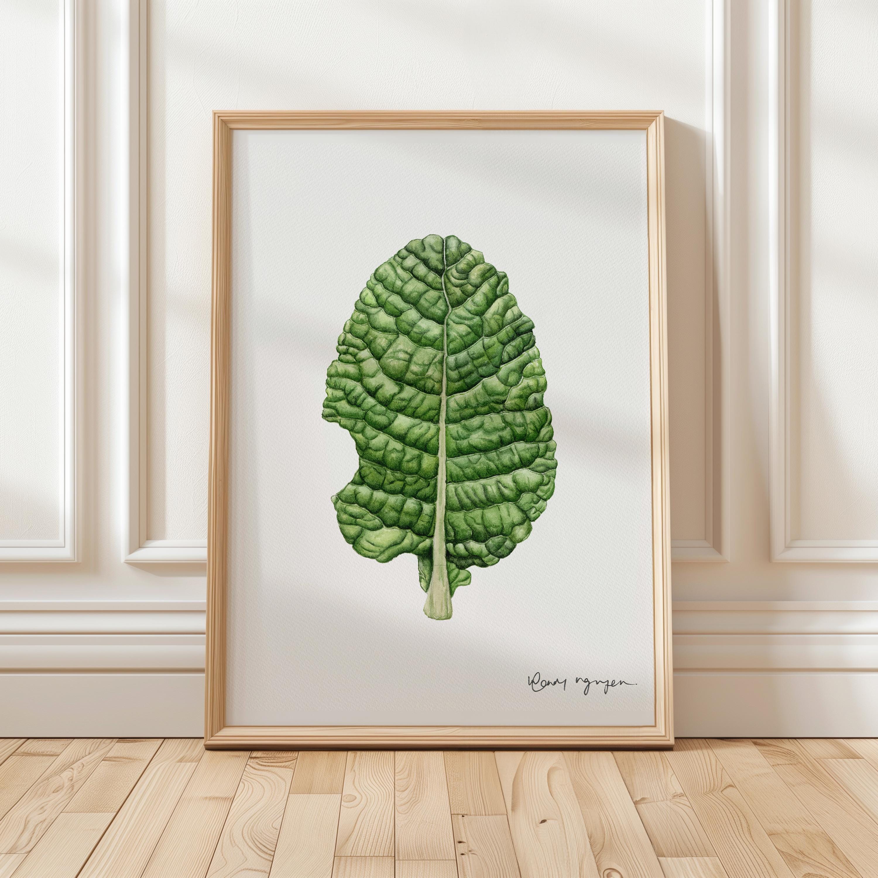 Primrose Leaf Wall Art Print White Background – Botanical Kitchen Decor ...