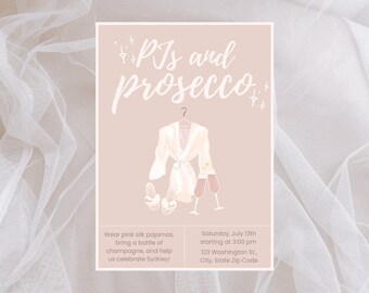 Pjs & Prosecco Bachelorette Invite and Itinerary Champagne Bachelorette ...
