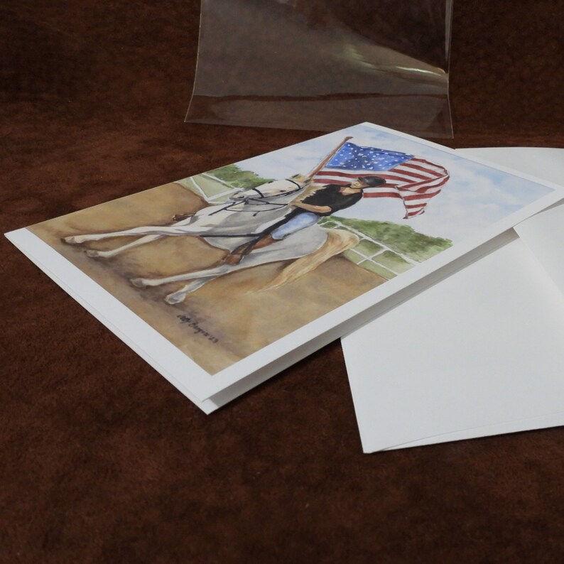 Arabian Horse Rider With American Flag - 5" X 7" Card, Blank Inside - Etsy