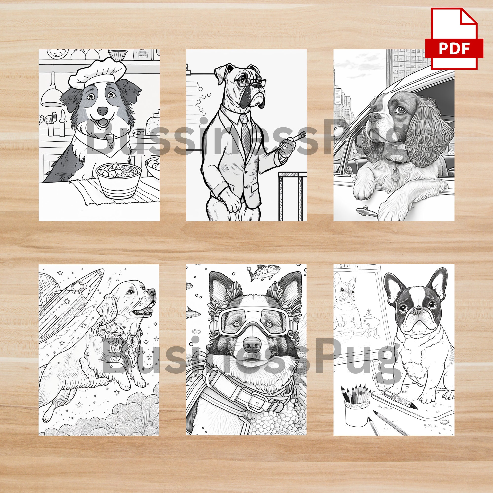 30 PRINTABLE Businesspug Coloring Pages of Dogs Doing Work | Printable ...