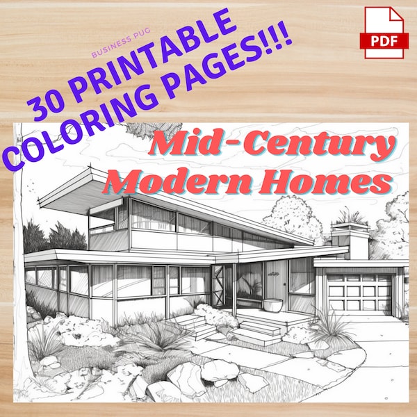 Mid Century Printable Coloring - Etsy