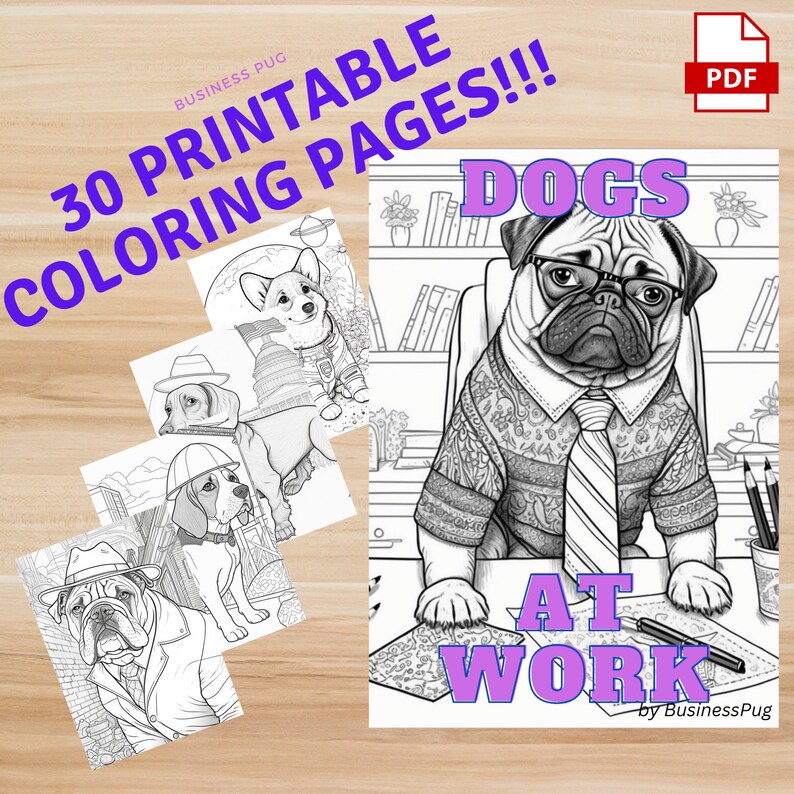 30 PRINTABLE Businesspug Coloring Pages of Dogs Doing Work | Printable ...
