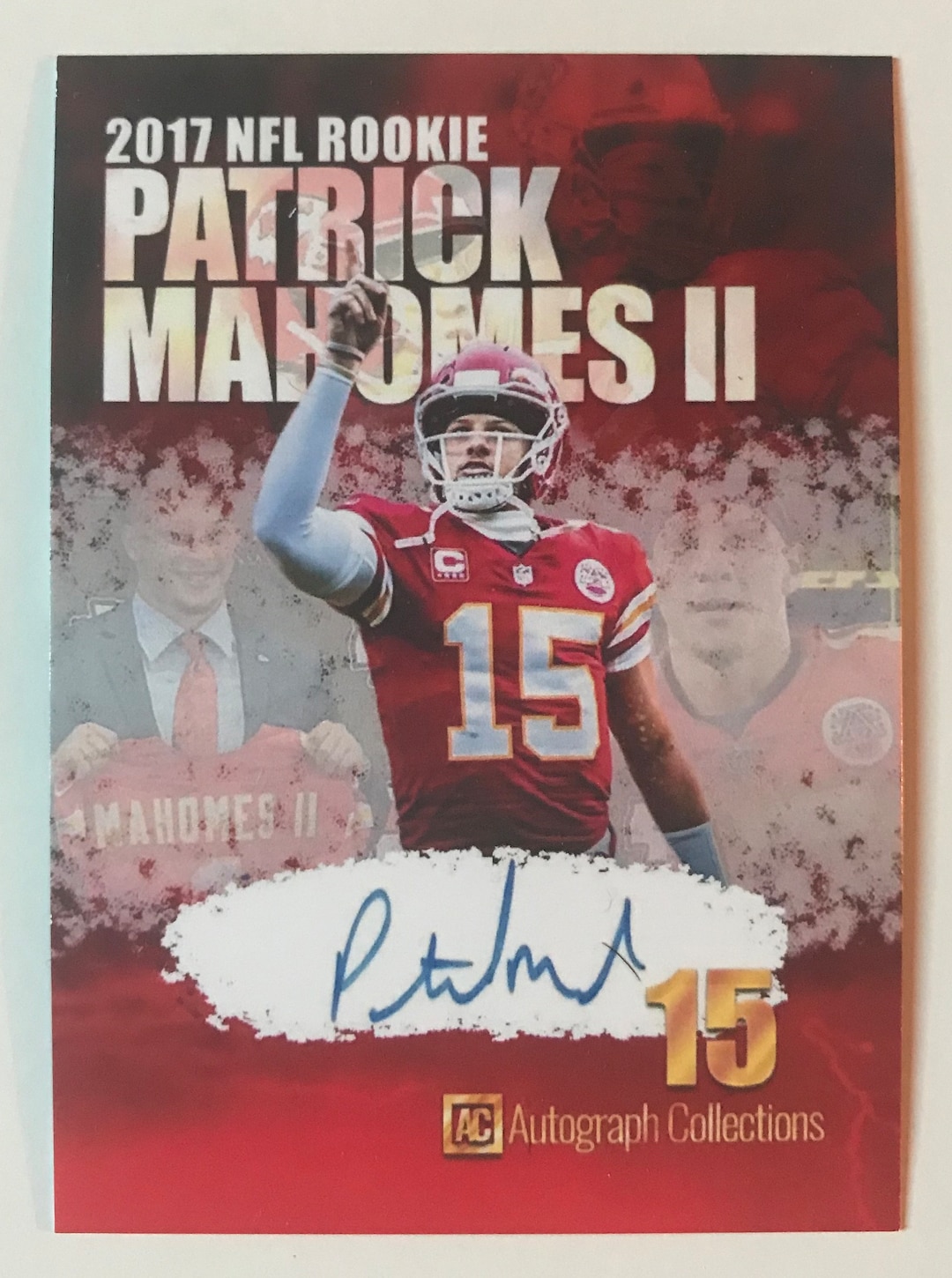 Patrick Mahomes 2017 Autograph Collections Auto Facsimile Rookie Card ...