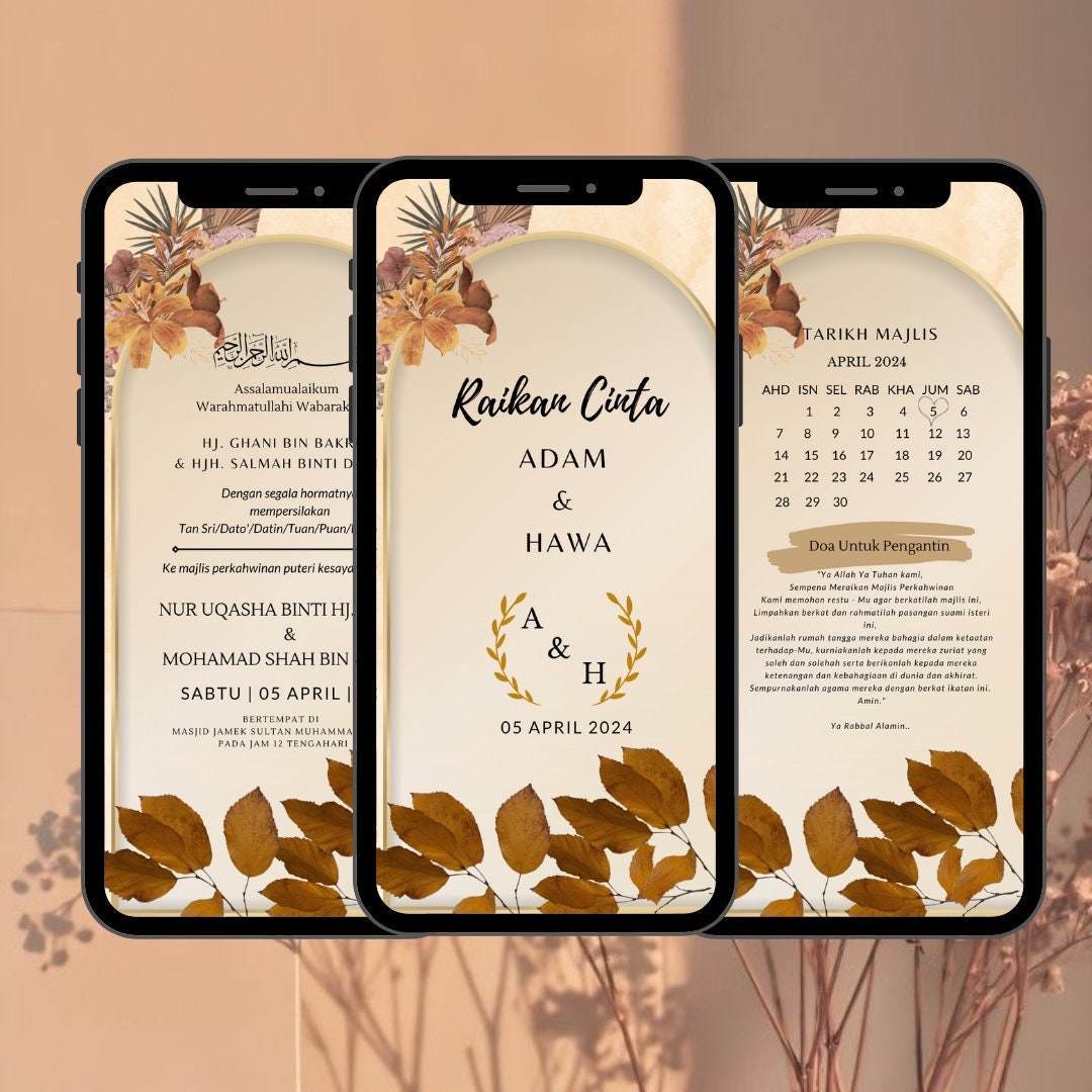 Malaysian Digital Wedding Invitations Template | Editable Template ...