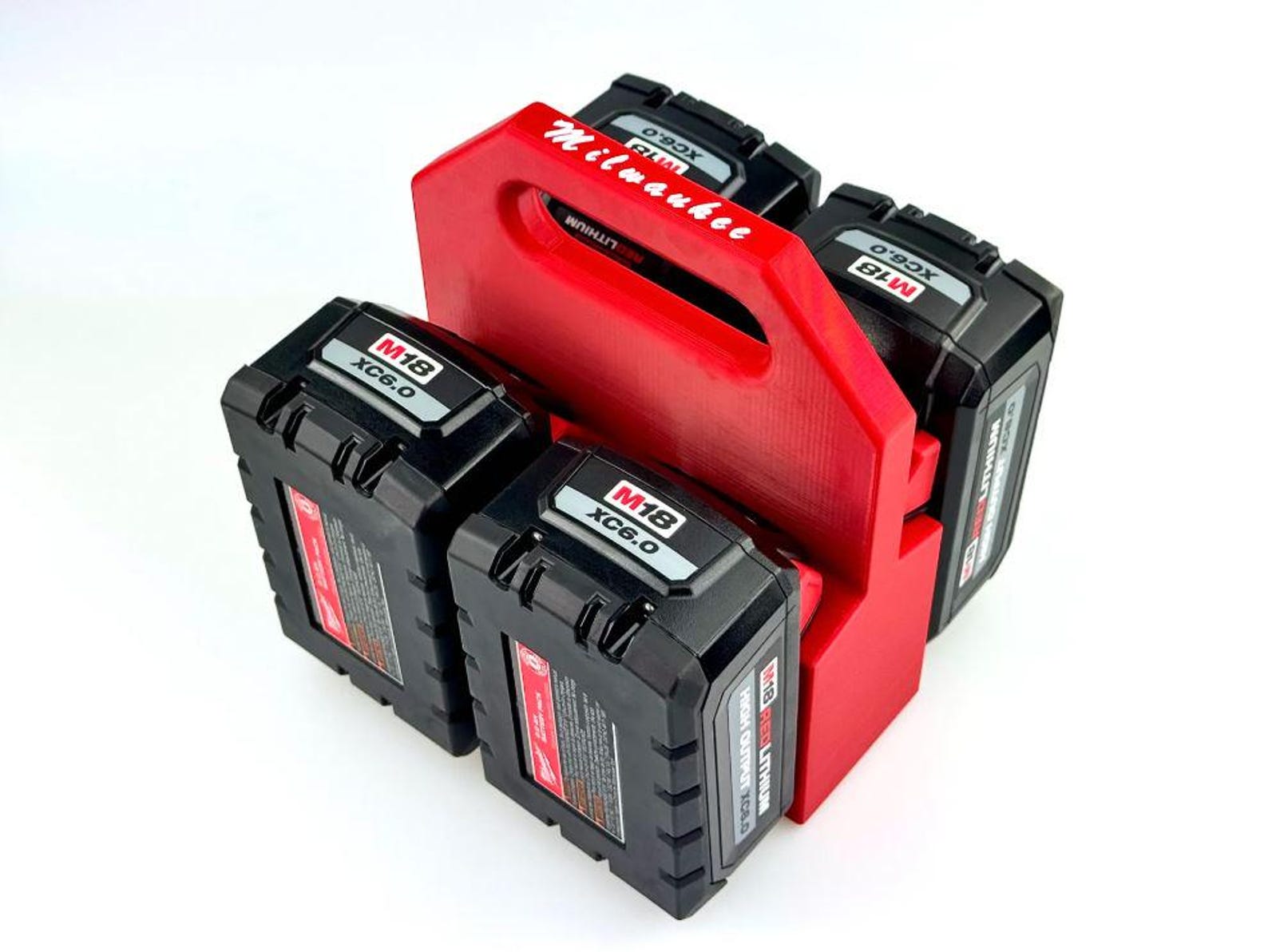 Milwaukee M18 Battery Caddy - Fits 6 or 4 Milwaukee M18 Batteries (3D ...