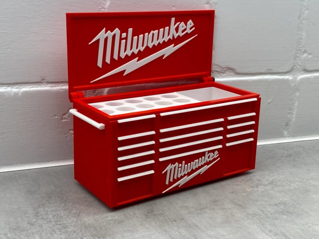 Milwaukee Toolbox Pen Holder - 3D Printed Desk Organizer - Lid or No ...