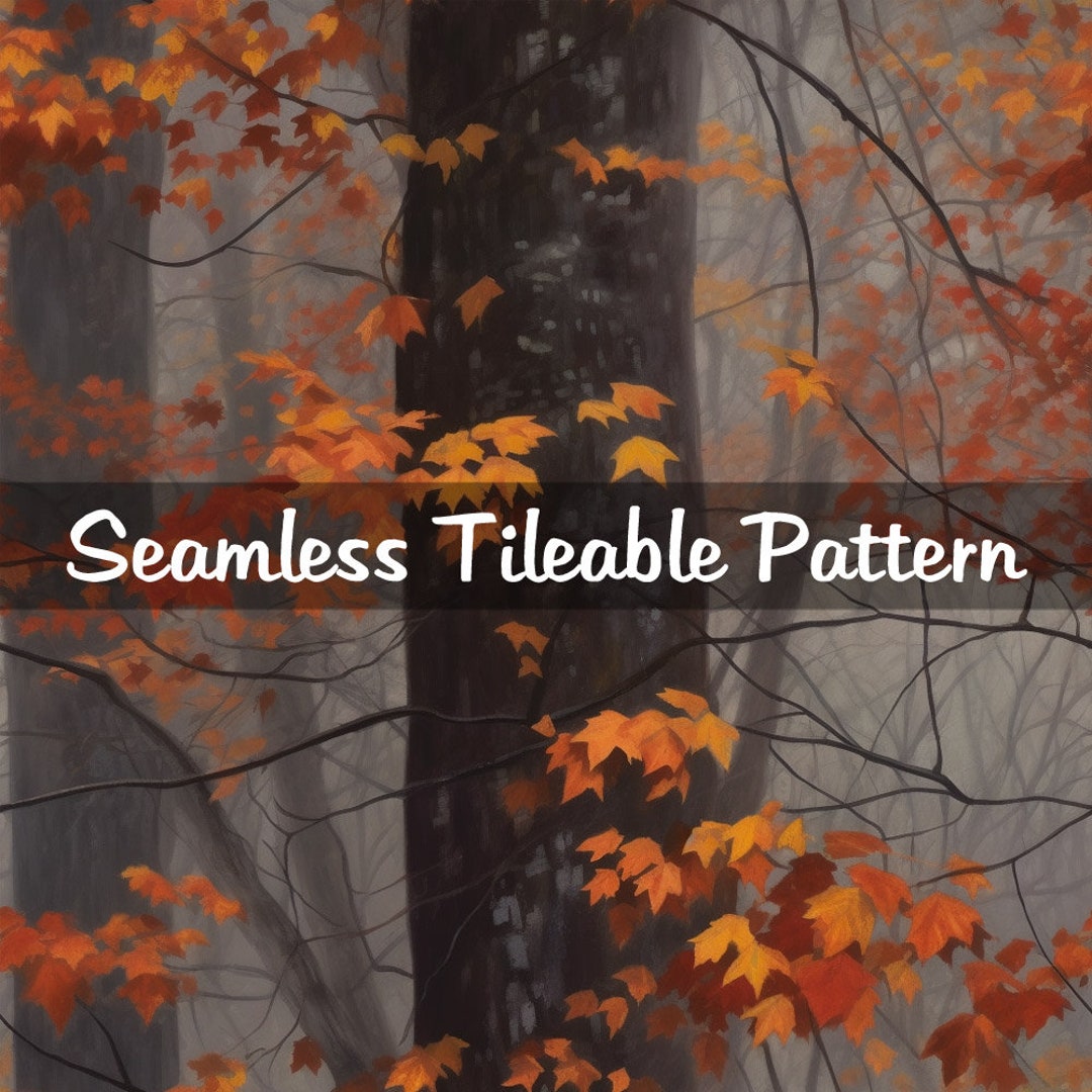 Foggy Autumn Forest Fall Foliage Tileable Seamless Pattern Repeating ...