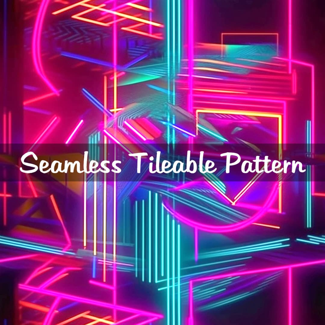 80s 90s Arcade Neon Lights Tileable Seamless Pattern Repeating Digital ...